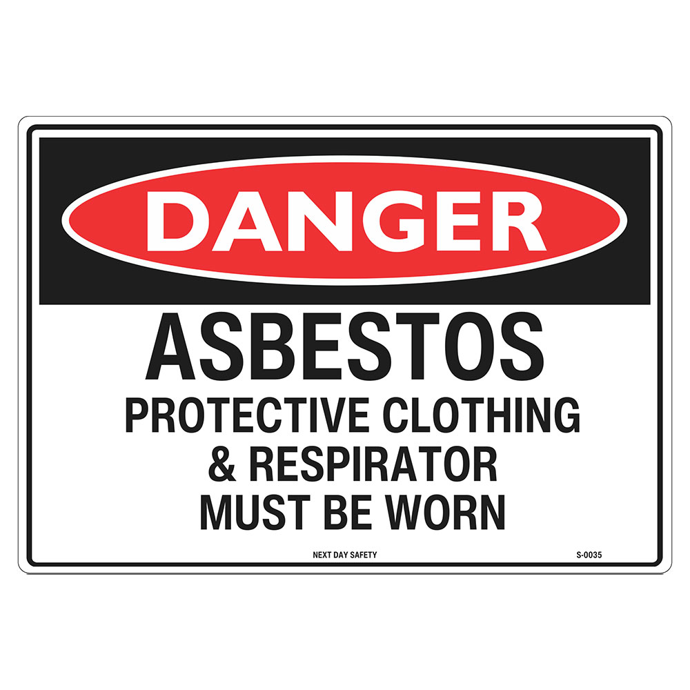 Danger Asbestos Protective Clothing Warning Sign - Next Day Safety