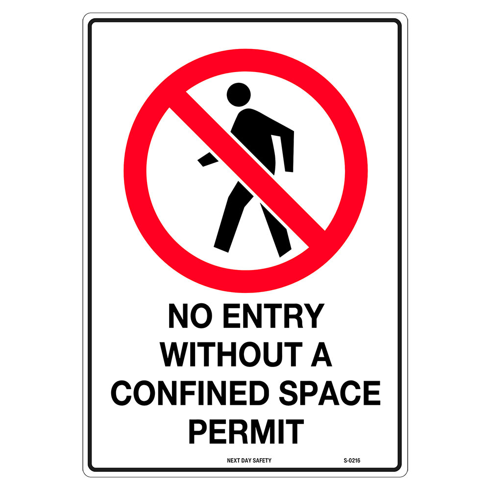 No Entry Without Confined Space Permit Prohibition Sign - Next Day Safety