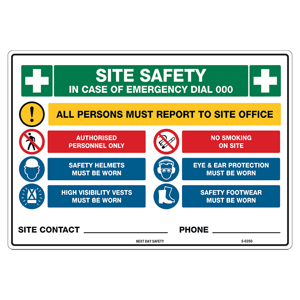 Emergency & Safety Info Sign - Next Day Safety