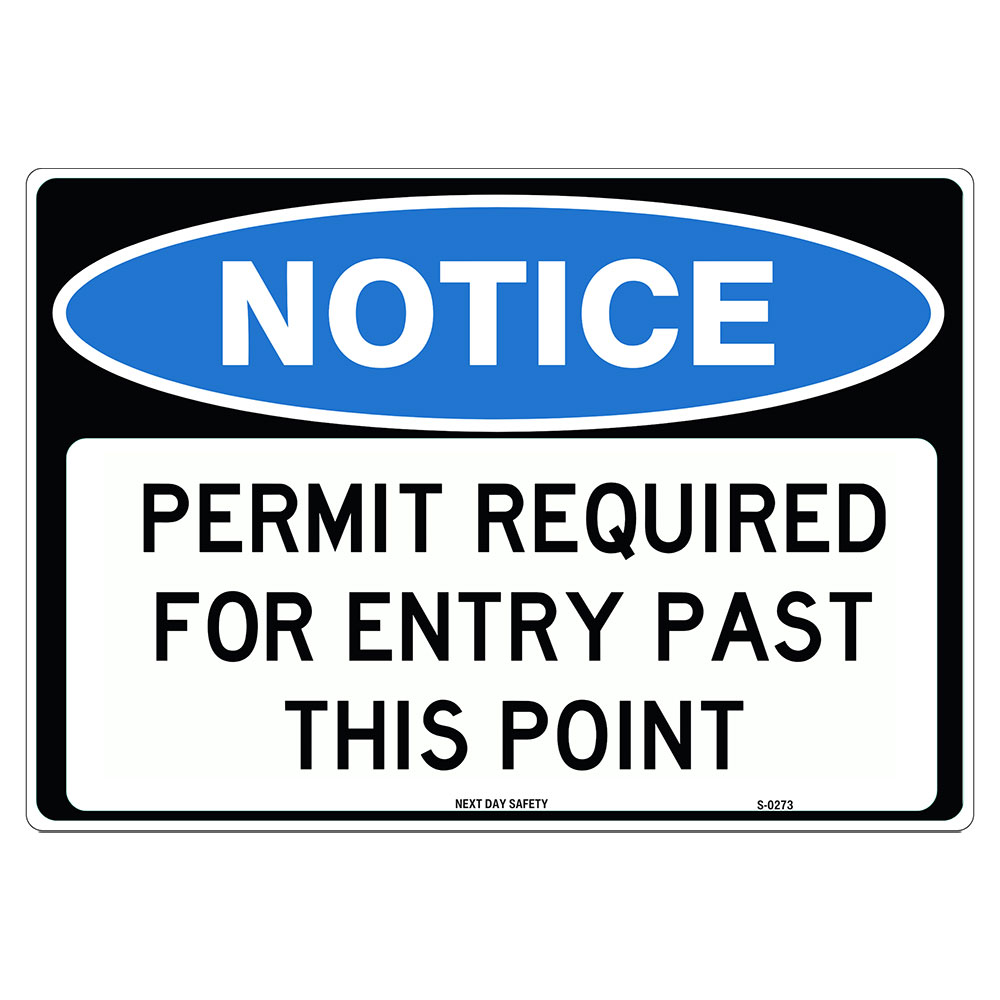 Permit Required For Entry Past This Point Notice Sign - Next Day Safety