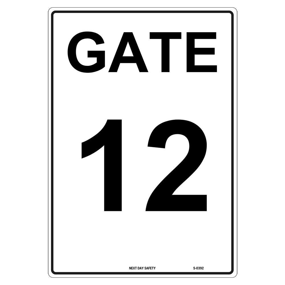 Gate 12 Numbering Sign - Next Day Safety