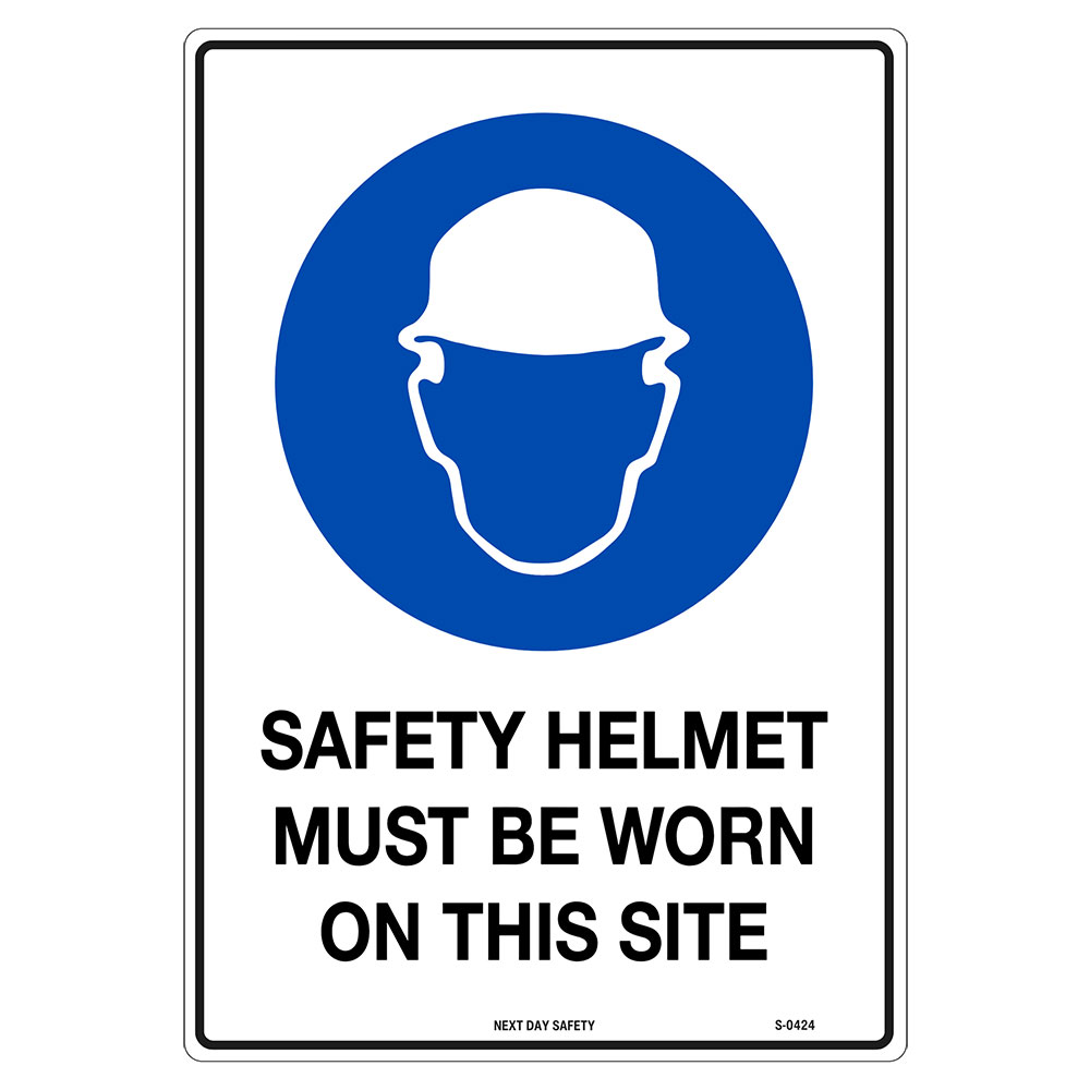 Safety Helmet Must Be Worn On This Site Mandatory Sign - Next Day Safety