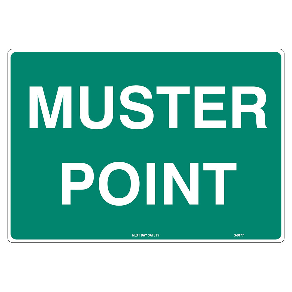 Muster Point Sign - Next Day Safety