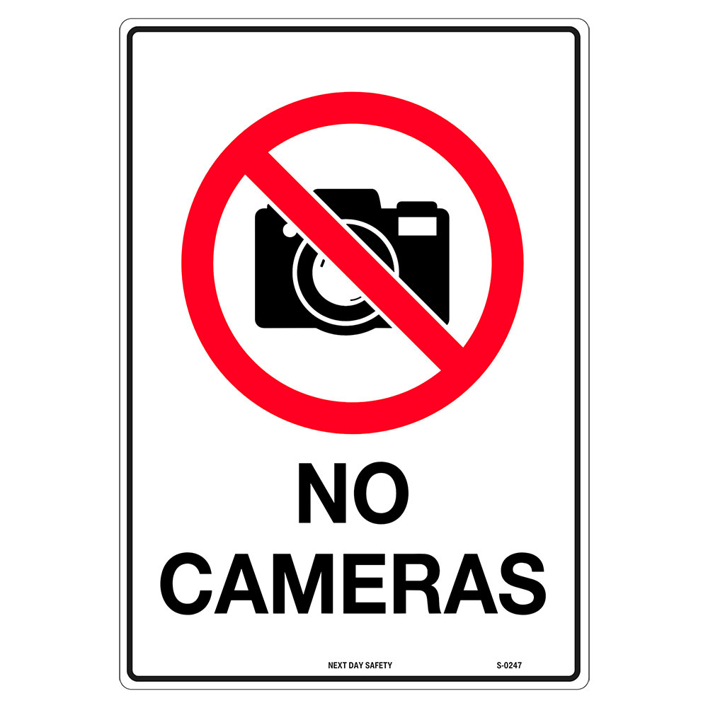 No Cameras Prohibition Sign - Next Day Safety