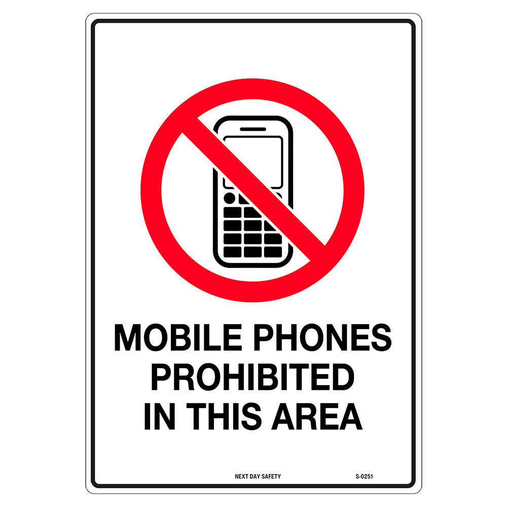 Prohibition Mobile Phones Prohibited In This Area Sign - Next Day Safety