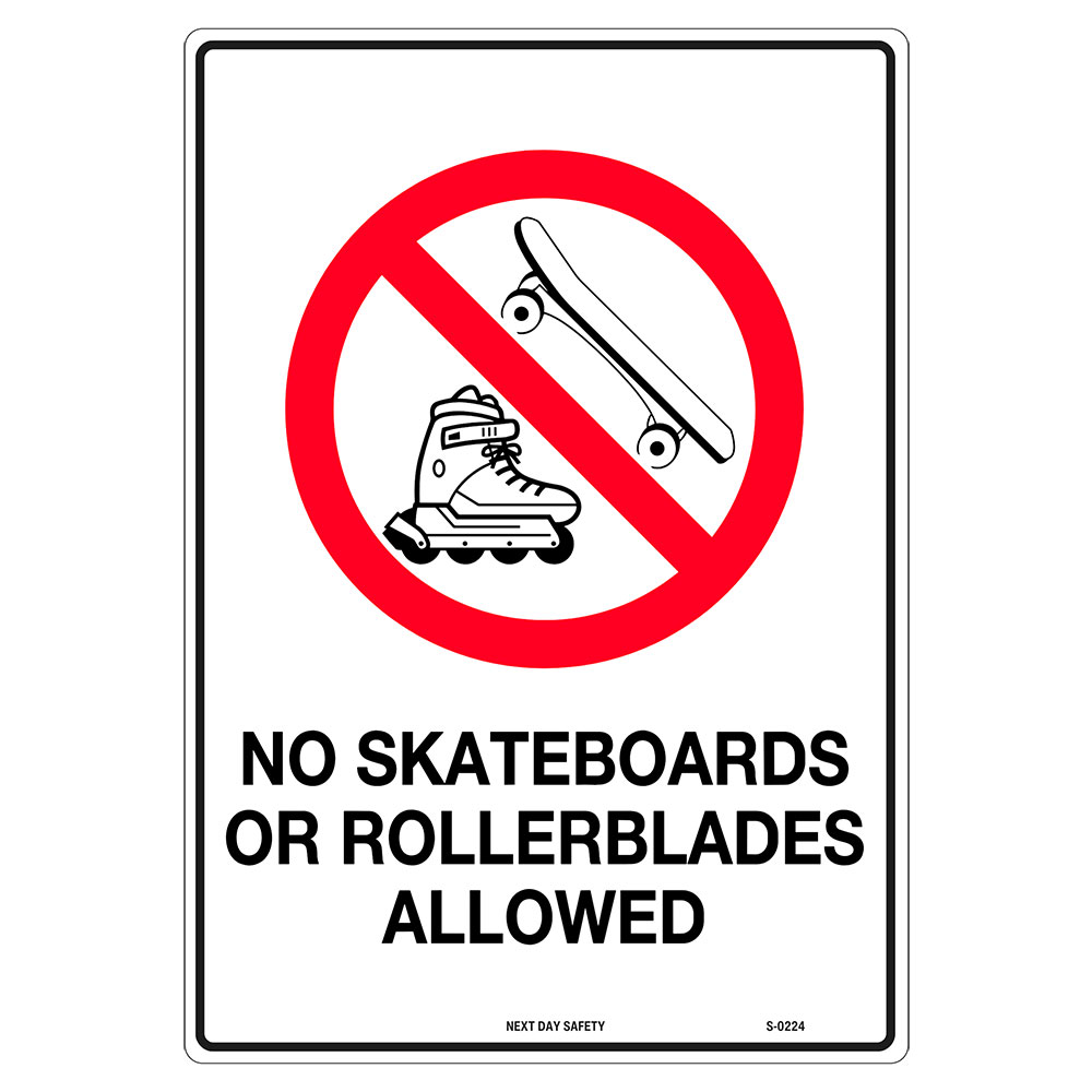 No Skateboards/Rollerblades Sign - Next Day Safety