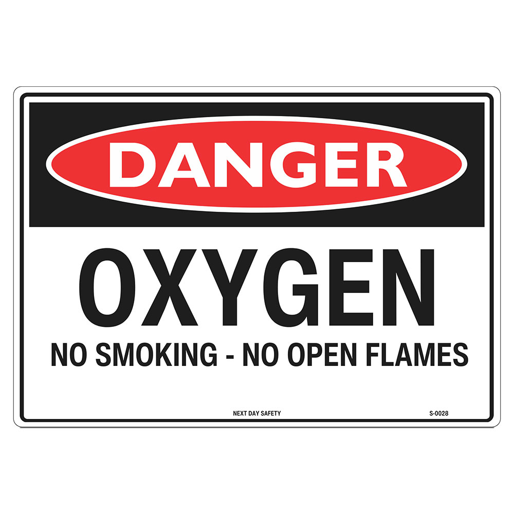 Danger Oxygen No Flames Sign - Next Day Safety