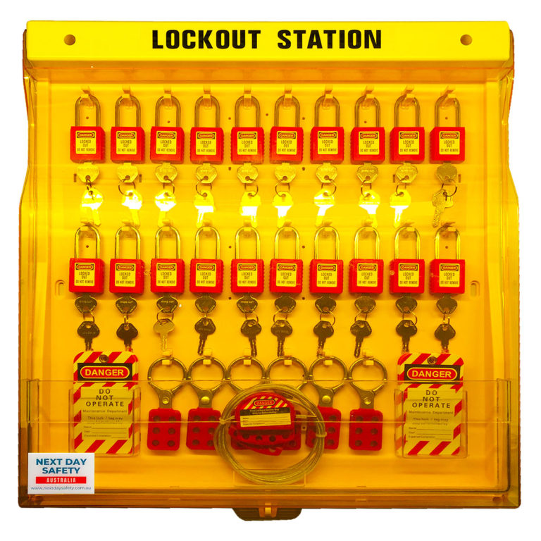 Filled Lockout Tagout Station - 20 Padlocks - Next Day Safety