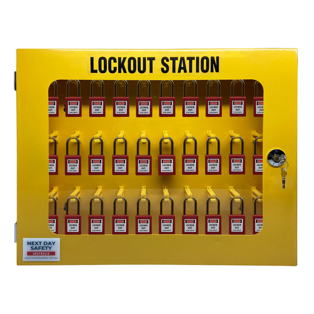 Filled Lockout Padlock Cabinet With 30 Padlocks - Next Day Safety