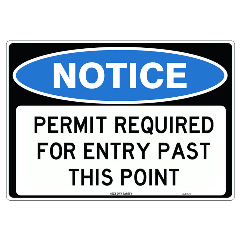 Permit Required For Entry Past This Point Notice Sign - Next Day Safety