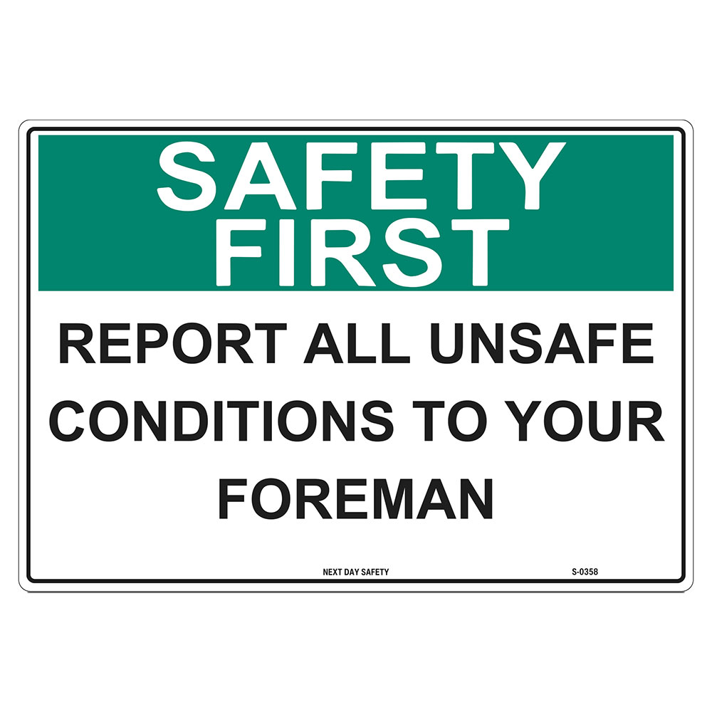 Safety Reporting Reminder Sign - Next Day Safety