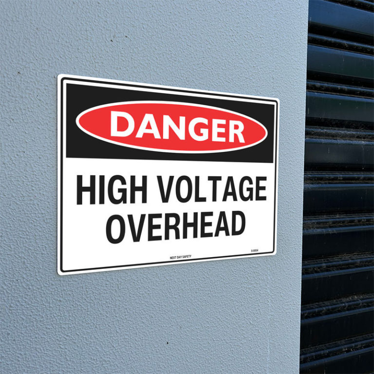 Danger High Voltage Overhead Sign - Next Day Safety