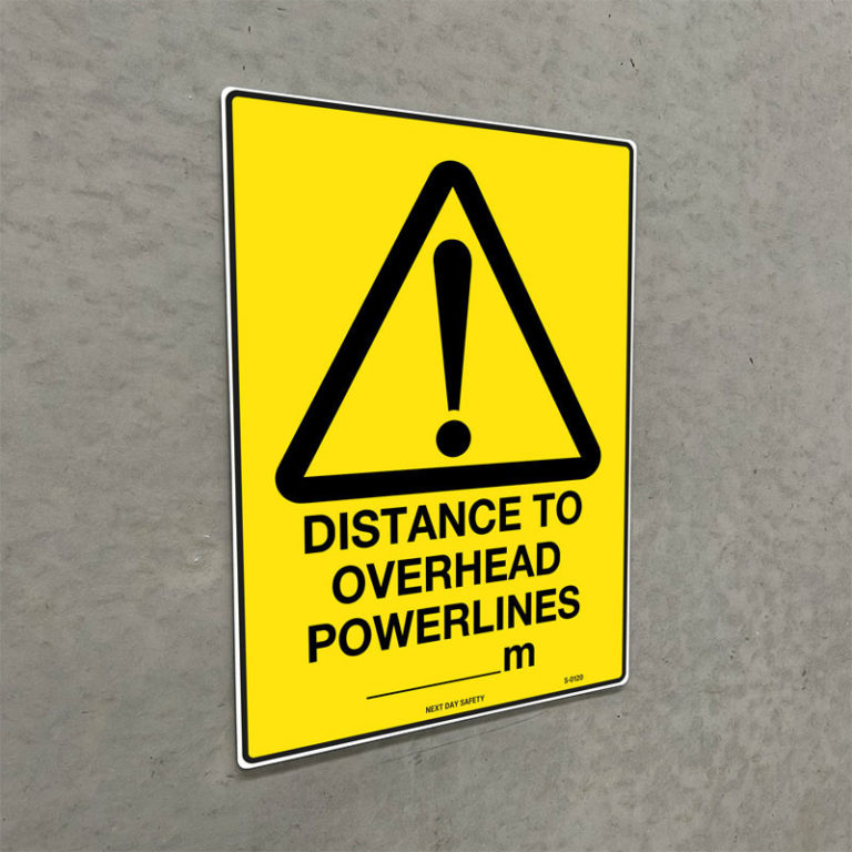 Warning Distance To Powerlines Sign - Next Day Safety