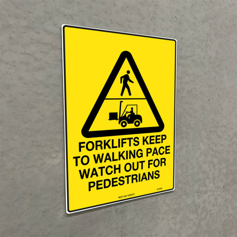 Warning Forklifts Keep To Walking Pace Watch Out For Pedestrians Sign ...