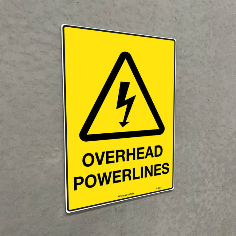Warning Overhead Powerlines Sign - Next Day Safety