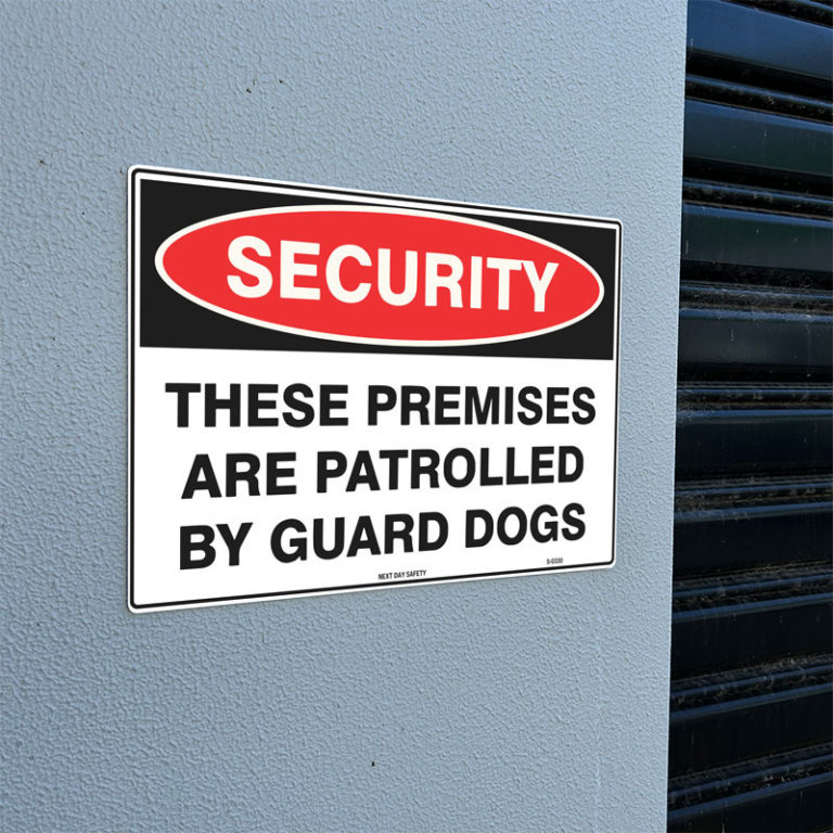 These Premises Are Patrolled By Guard Dogs Security Sign - Next Day Safety