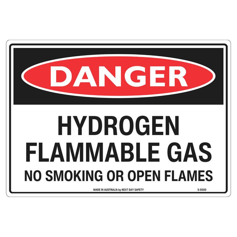 Danger Hydrogen Flammable Gas No Flames Sign - Next Day Safety
