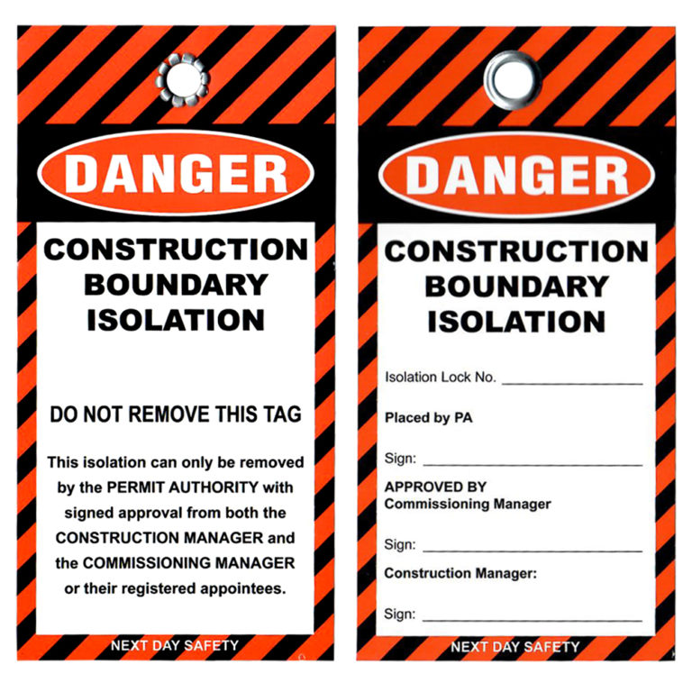 Construction Boundary Isolation Tags - Next Day Safety