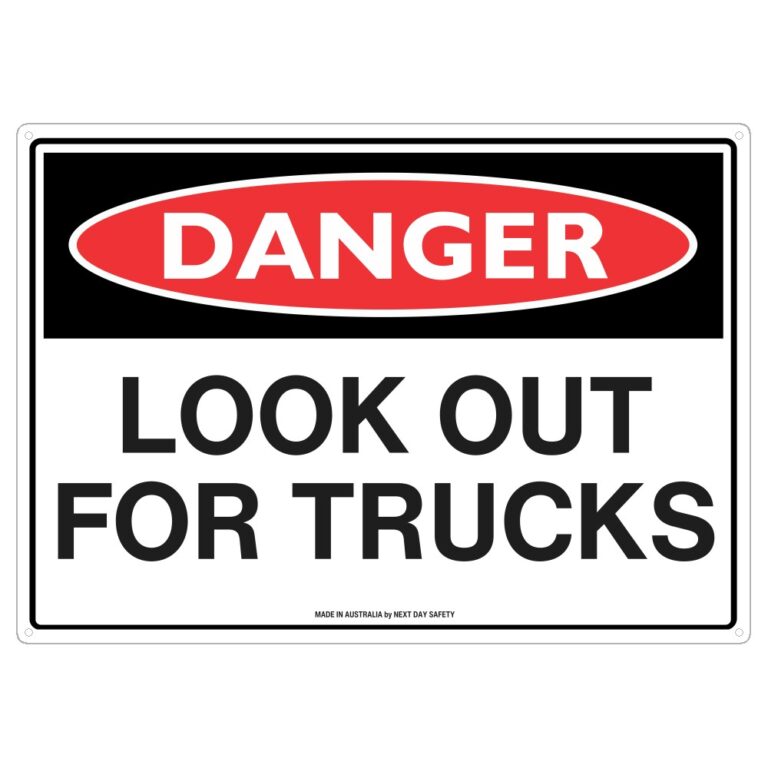 Danger Look Out For Trucks Safety Sign - Next Day Safety
