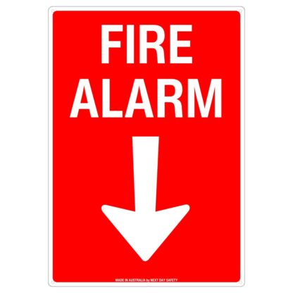 Fire Alarm Down Arrow Directional Sign - Next Day Safety