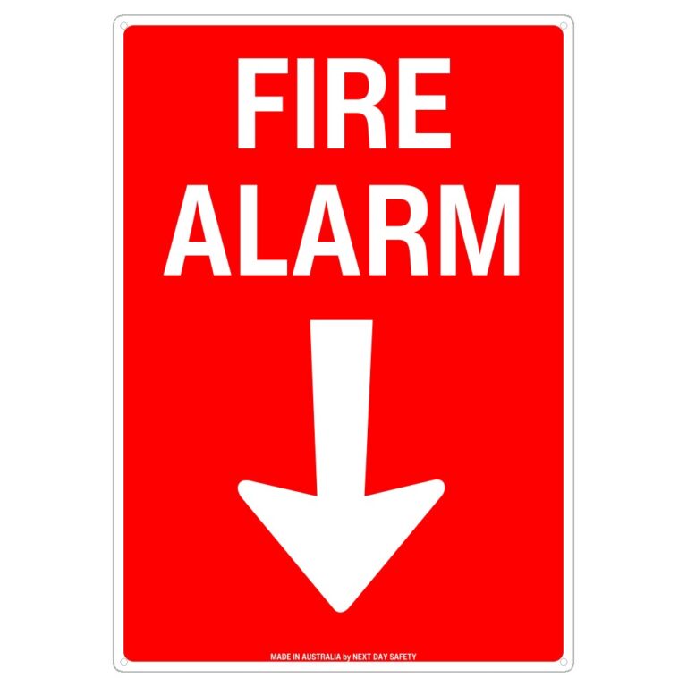 Fire Alarm Down Arrow Directional Sign - Next Day Safety